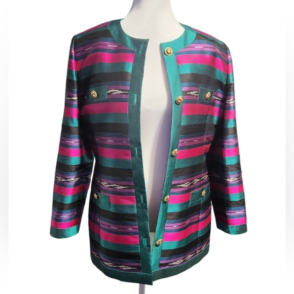 Thai Silk | Jackets & Coats | Thai Silk 0 Made In Thailand Striped And ...